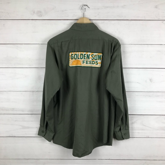 Lee | Shirts | Vintage Lee Chetopa Twill Golden Sun Feed Button Shirt ...